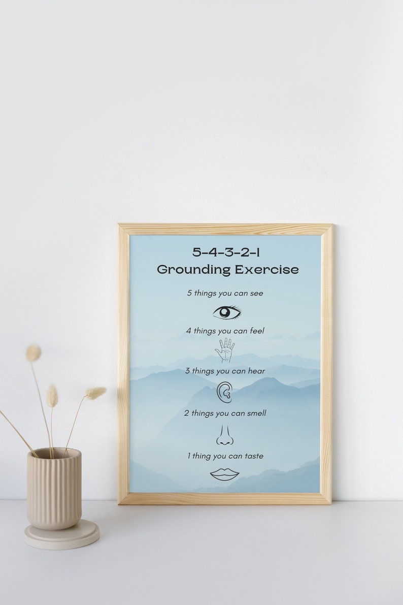 5-4-3-2-1 Grounding Exercise I Mental Health Poster I Grounding ...