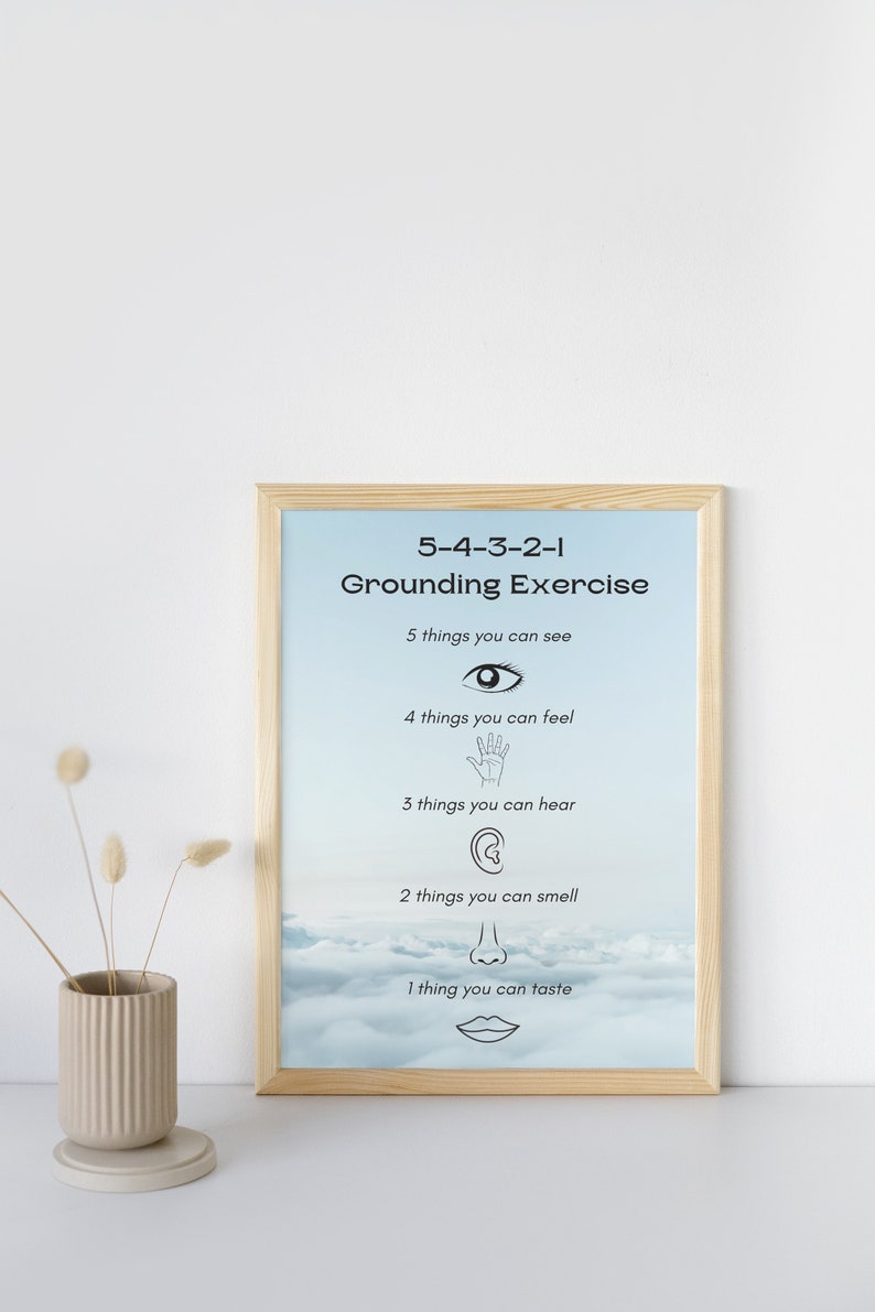 5-4-3-2-1 Grounding Exercise I Mental Health Poster I - Etsy