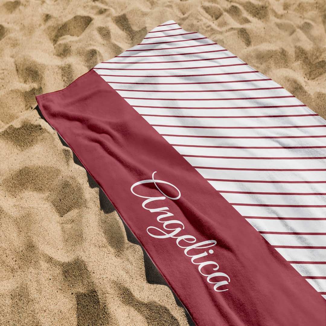 Colorful Custom Beach Towel With Name, Personalized Name Bath Towel ...