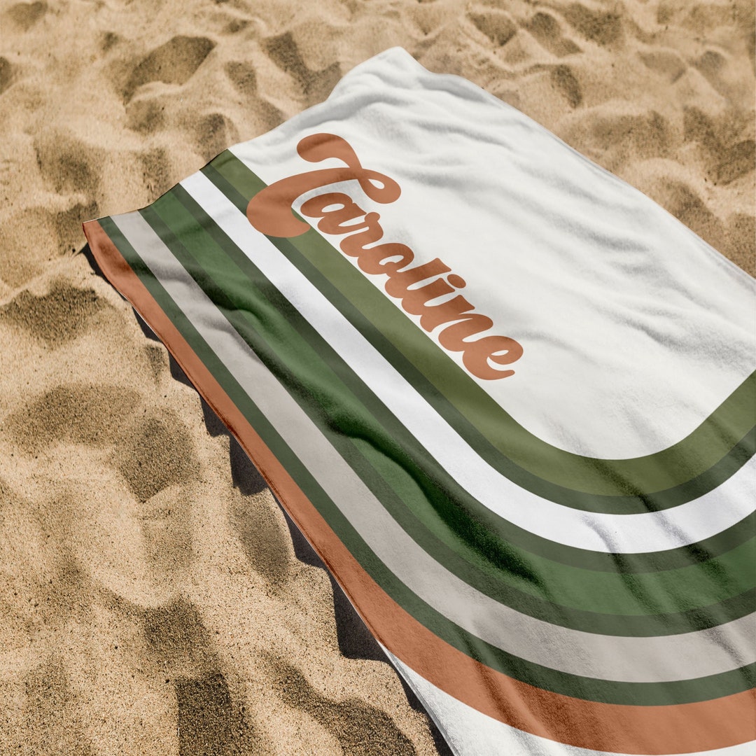 Custom Retro Style Beach Towel With Name, Personalized Vintage 70's 80 ...
