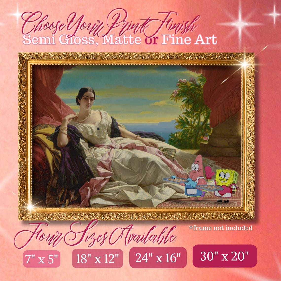 Spongebob Upcycled Fine Art Print Vintage Painting Style, Funny Decor ...