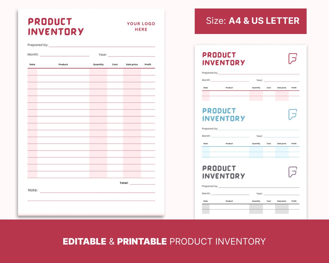 Printable Inventory Sheet, Inventory Form, Inventory Log, Inventory ...