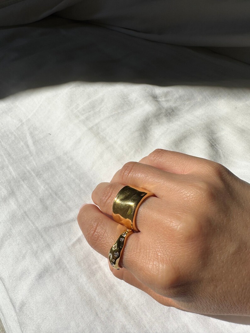 Abstract Chunky Gold Ring - Etsy