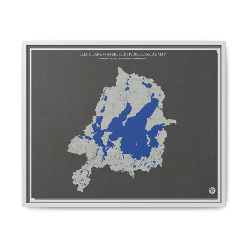 Leech Lake Watershed Map Art Print | Strahler Stream Order Hydrology ...