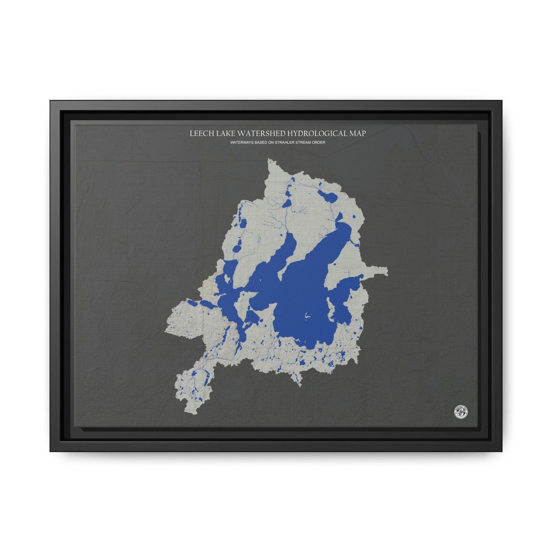 Leech Lake Watershed Map Art Print | Strahler Stream Order Hydrology ...