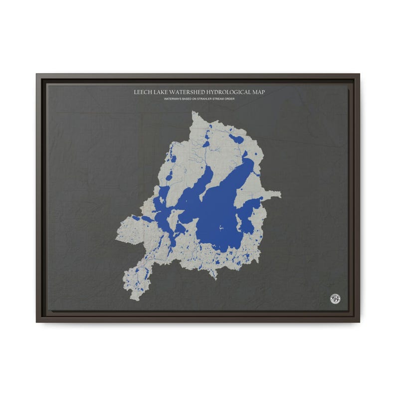 Leech Lake Watershed Map Art Print | Strahler Stream Order Hydrology ...