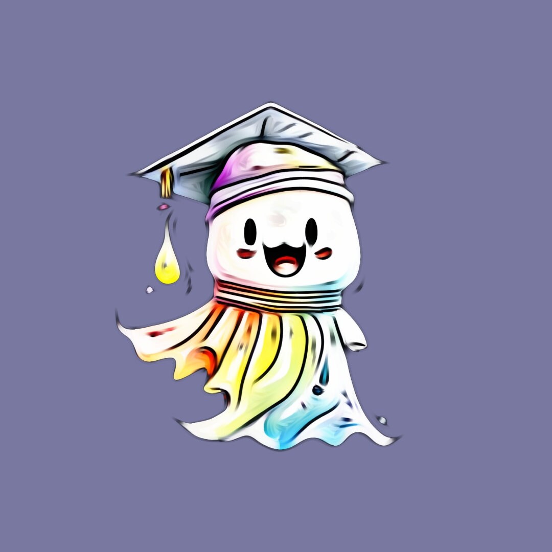 Chibi Graduation Ghost Watercolor Digital Download - Etsy