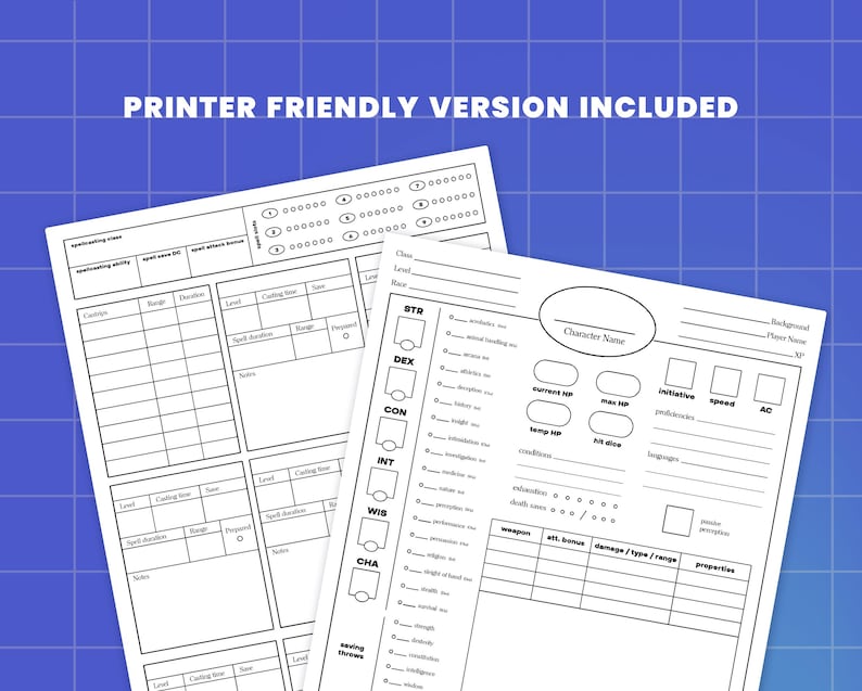 Minimalist Dnd 5e Character Sheet | A4, Letter Size (digital Download ...