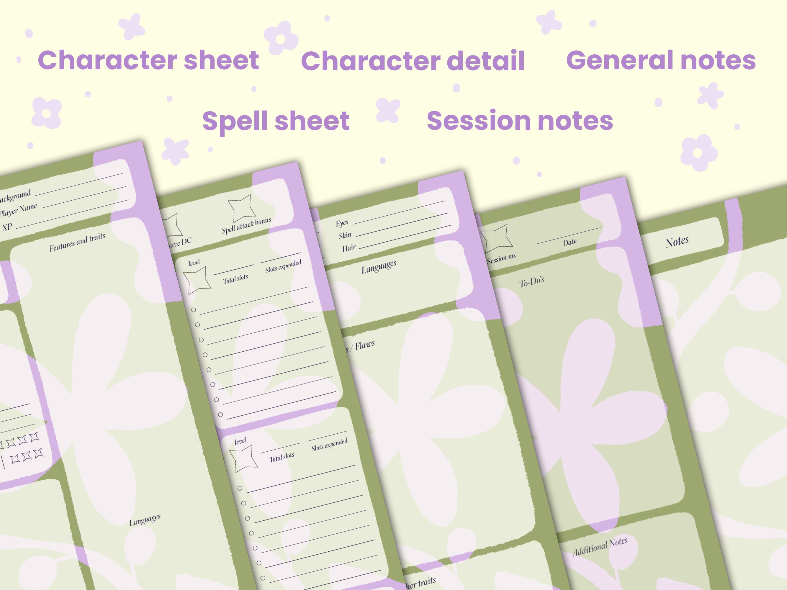 Flora Illustrated Dnd 5e Character Sheets | Digital Download PDF - Etsy