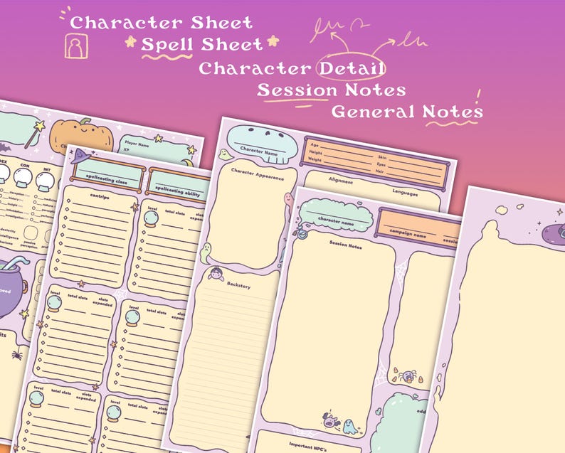 Witchy Crit Dnd 5e Character Sheets / PDF Digital File Printable A4 ...