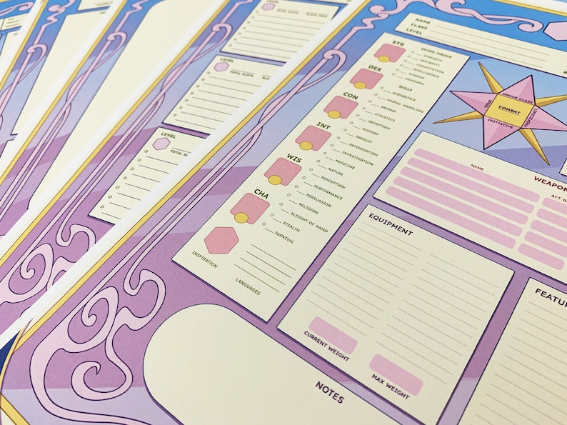 Star Princess Dnd 5e Character Sheets PDF Printables - Etsy