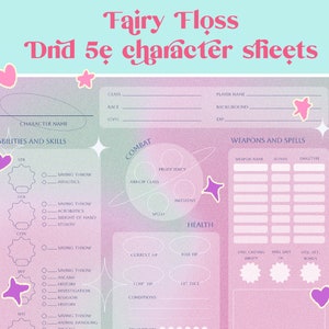 Fairy Floss Dnd 5e Character Sheets PDF Digital Download Printable - Etsy