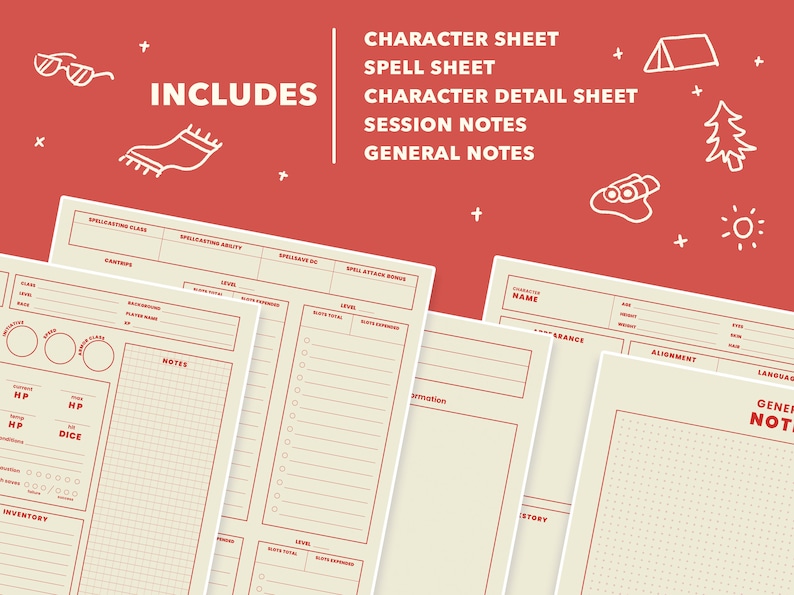 Happy Camper Dnd 5e Character Sheets / A4 Size PDF Digital File ...