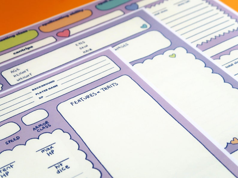 Cute Hearts Dnd 5e Character Sheets / PDF Digital Printable File - Etsy