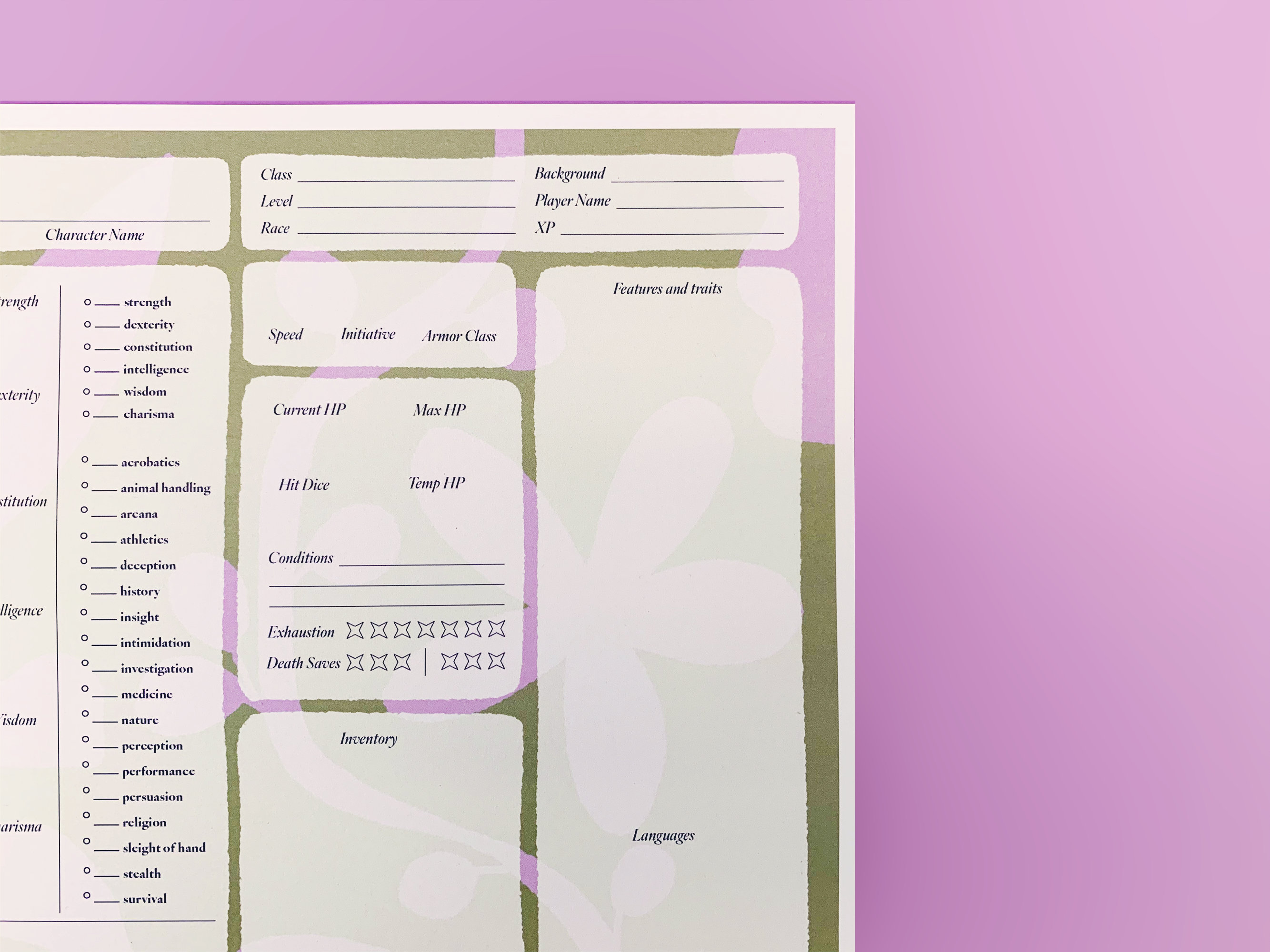 Flora Illustrated Dnd 5e Character Sheets | Digital Download PDF - Etsy