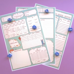 Cat Crit Dnd 5e Character Sheets PDF Digital File Printable A4 Size - Etsy
