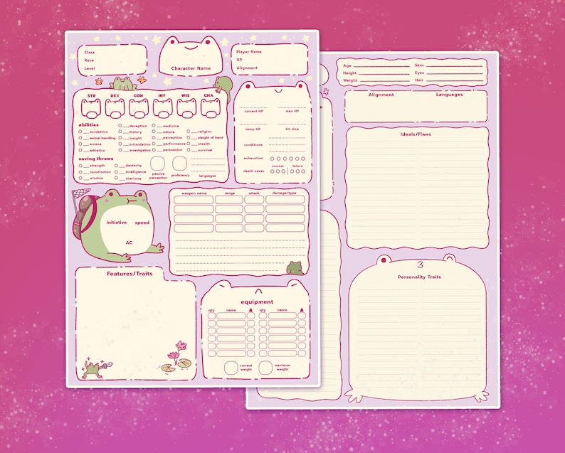 Froggie Crit 5e Dnd Character Sheets | Cute Frog Dnd Character Sheets ...