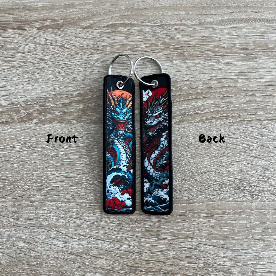 Asian Oriental Keychain Key Tag / Embroidered Keychain Crane Cat Dragon ...
