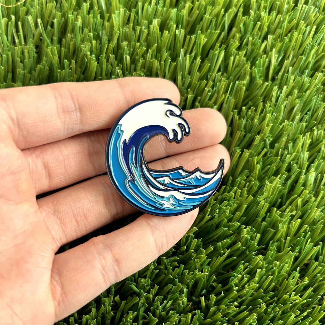 Surfer Wave Hard Enamel Pin - Sunny Beach Cute Pin Badge / Hat Pin ...