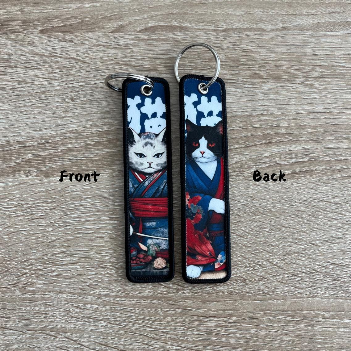 Asian Oriental Keychain Key Tag / Embroidered Keychain Crane Cat Dragon ...