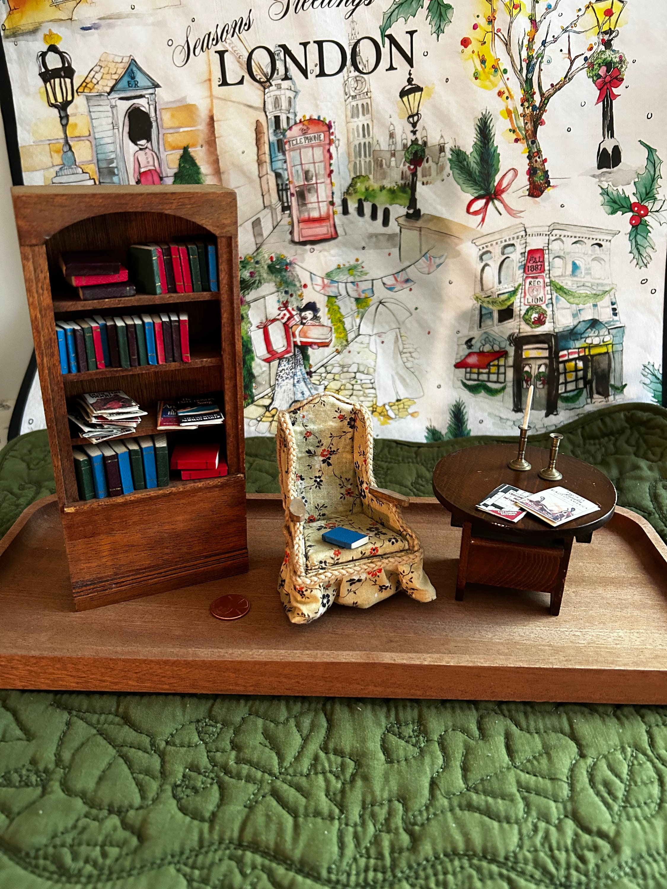 Vintage 1970s Dollhouse Miniature Bookcase With Handmade Books - Etsy