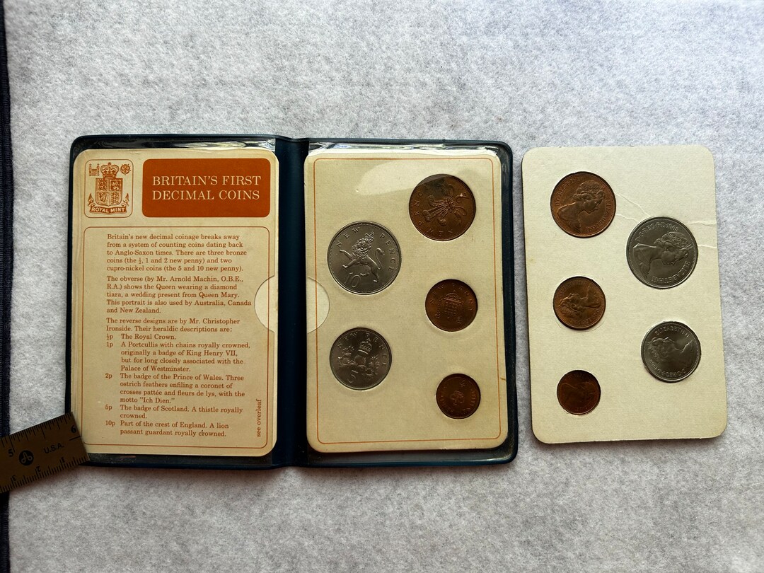 Vintage Britain’s First Decimal Coins, Case and 2 SETS OF COINS, 1971 ...