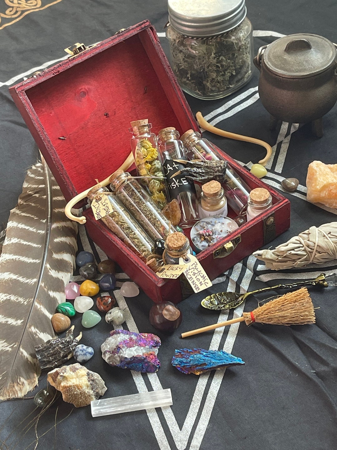 Witchy Mystery Box-wooden Box Filled W/ Witchy Things-witchcraft Kit ...
