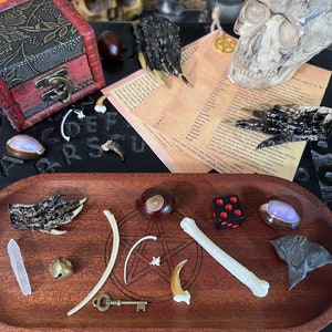 Bone Throwing Set W/ Wooden Storage Box, Information Cards+rabbit Fur ...