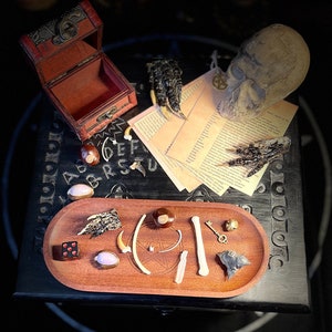 Bone Throwing Set W/ Wooden Storage Box, Information Cards+rabbit Fur ...