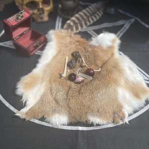 Bone Throwing Set W/ Wooden Storage Box, Information Cards+rabbit Fur ...