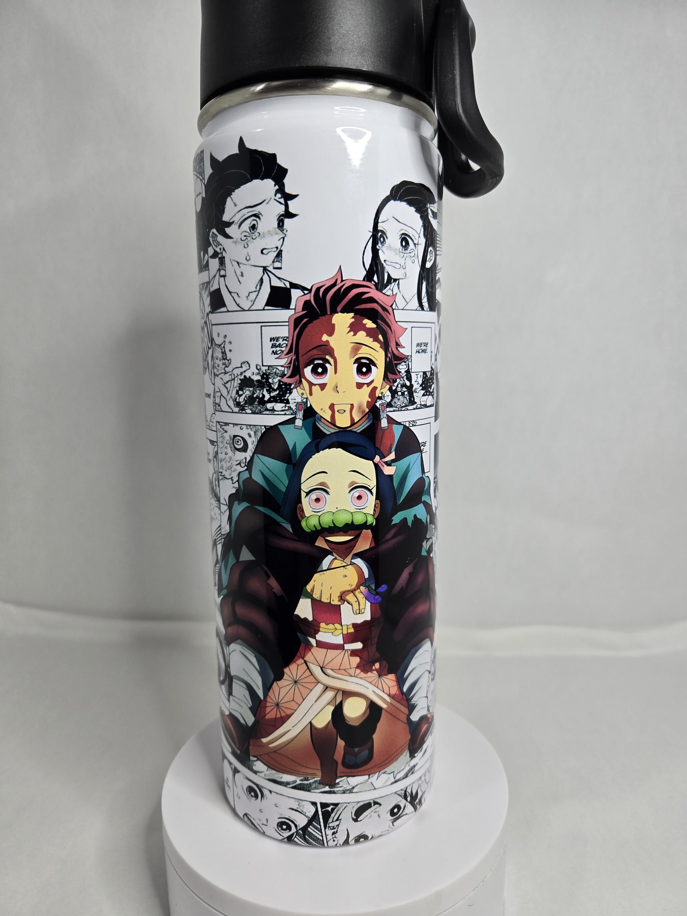 22 OZ Demon Slayer Tanjiro and Nezuko Water Bottle Tumbler - Etsy