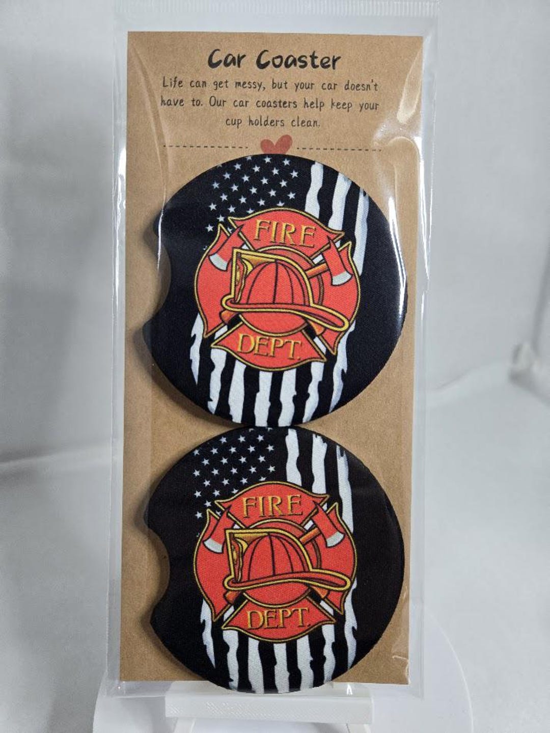 Thin Red Line & Fire Helmet Car Coasters – Protect Your Car Like a Pro ...