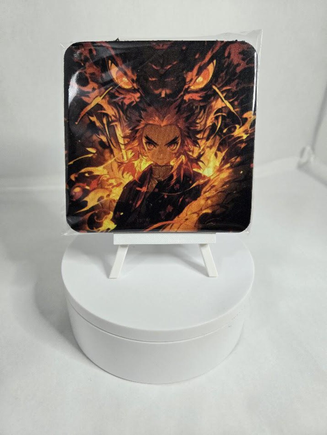 Demon Slayer-inspired Kyojuro Rengoku Face Sublimated Coasters 2 Pack ...