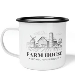12oz Farmhouse Enamel Coffee Camping Mug, Camping Mug, Enamel Mug ...