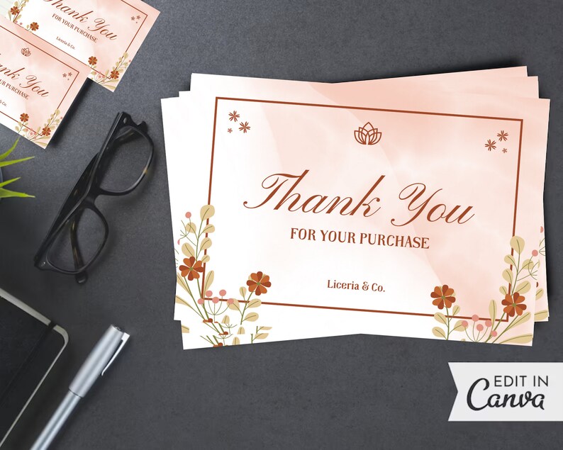 Editable Business Thank You Insert Card, Thank You Card Template, Thank ...