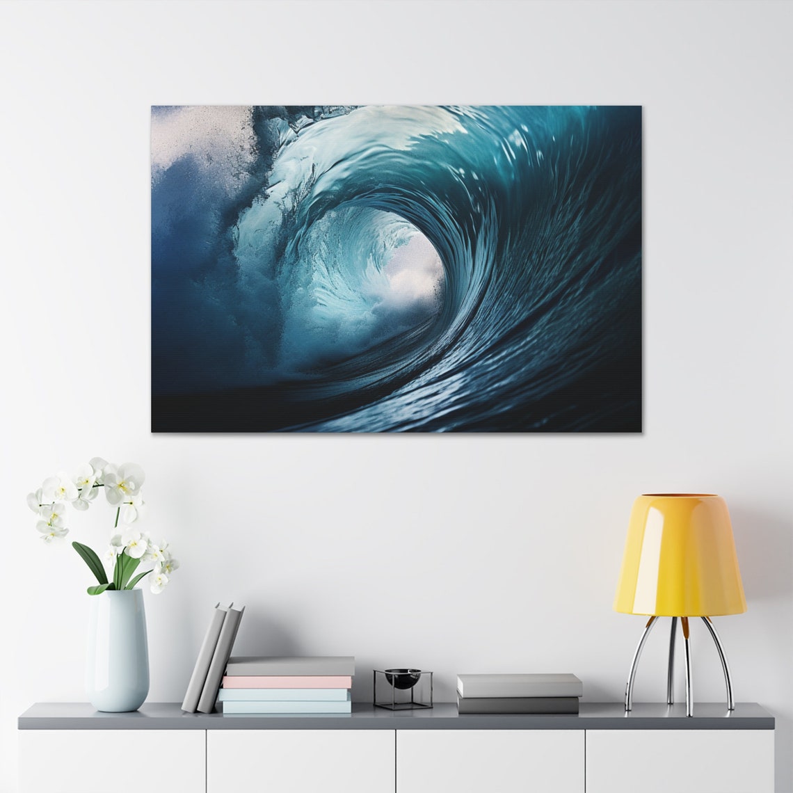 Ocean Wave Canvas Art Vibrant Deep Light and Dark Blue Seascapes ...