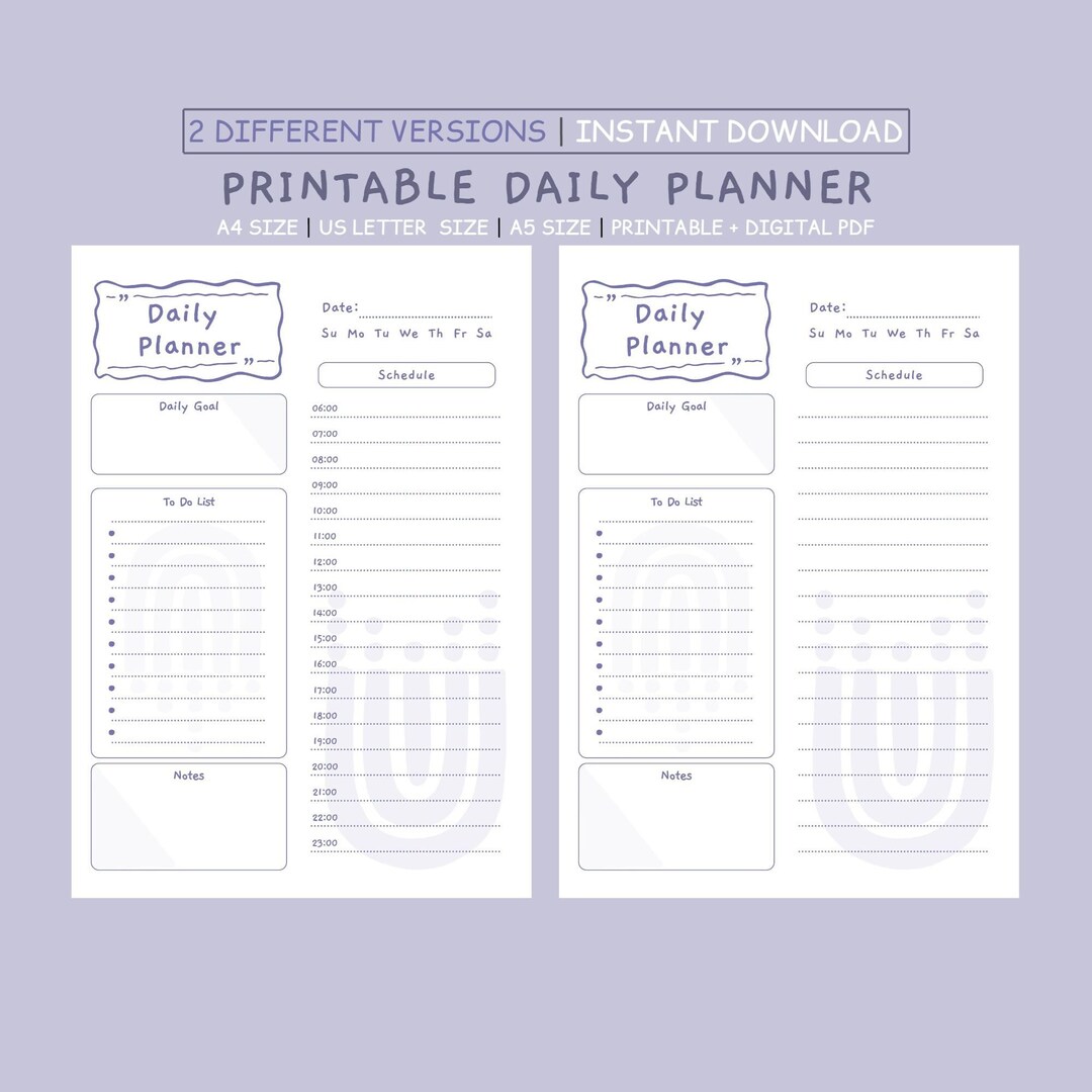 Daily Printable Digital Insert Planner, Fix and Flexible Schedule ...