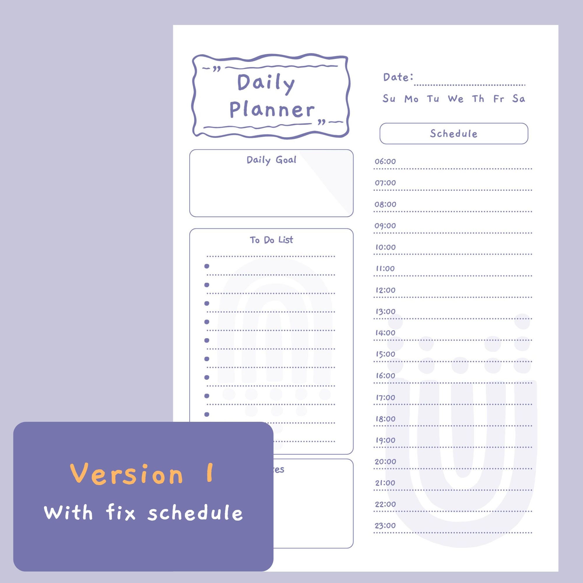Daily Printable Digital Insert Planner, Fix and Flexible Schedule ...