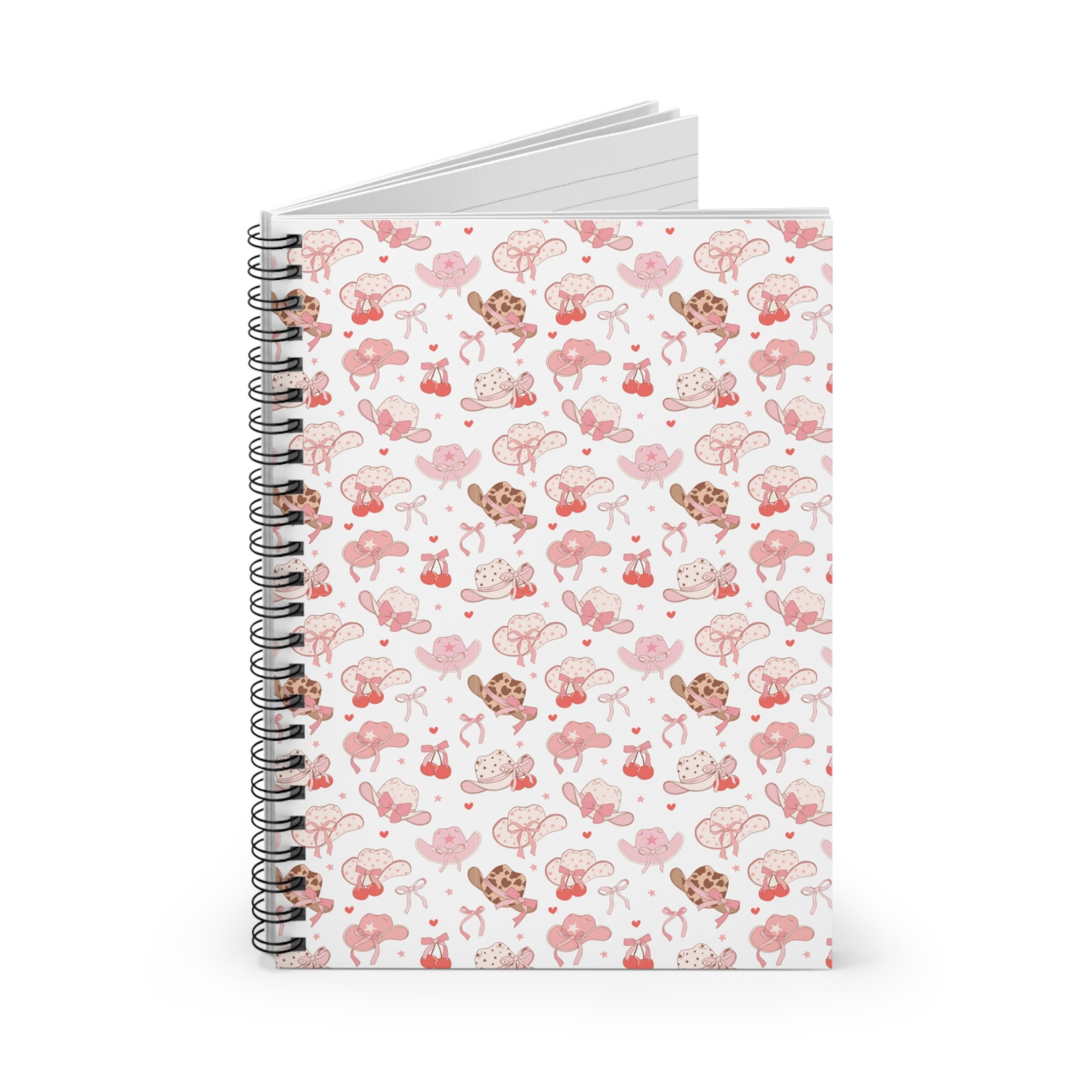 Coquette Aesthetic Spiral Notebook, Pink Bow Journal, Cowgirl Coquette ...