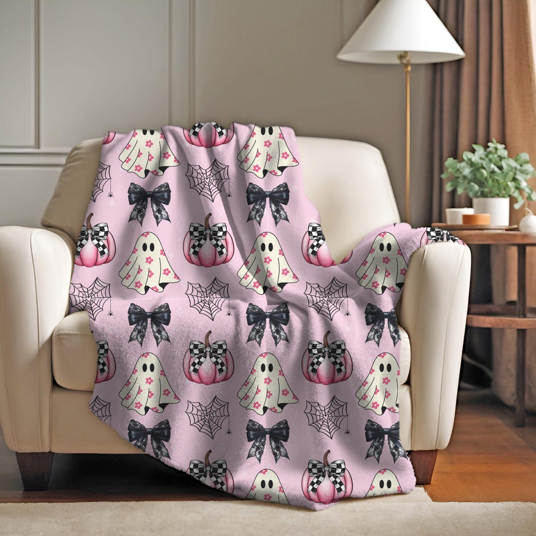 Coquette Halloween Blanket, Girly Halloween, Ghost Bows Blanket ...