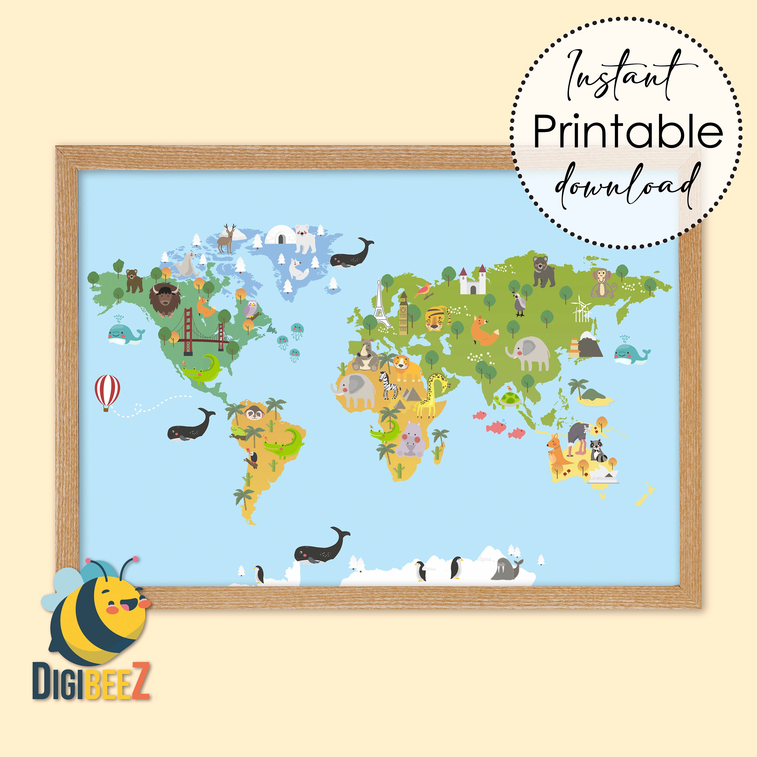 Animal Maps of the World (2 Maps Variation) - Etsy