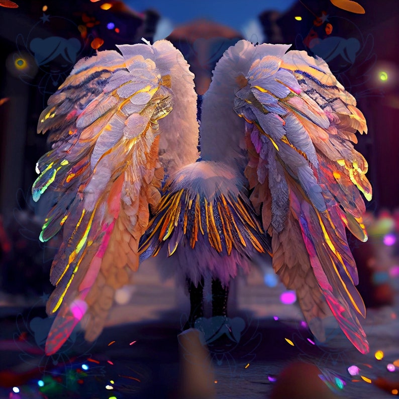 Pack of 15:glittering Colorful Angel Fairy Wings Digital Backdrops ...