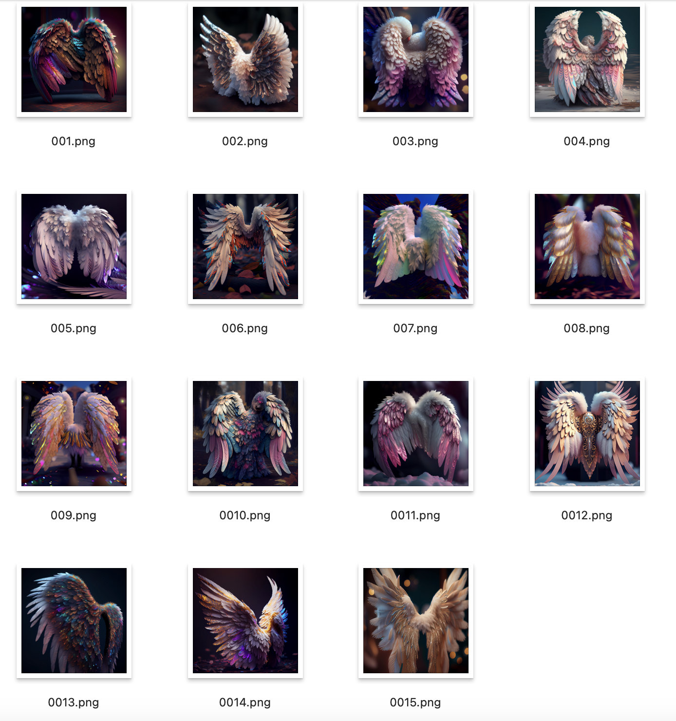 Pack of 15:glittering Colorful Angel Fairy Wings Digital Backdrops ...