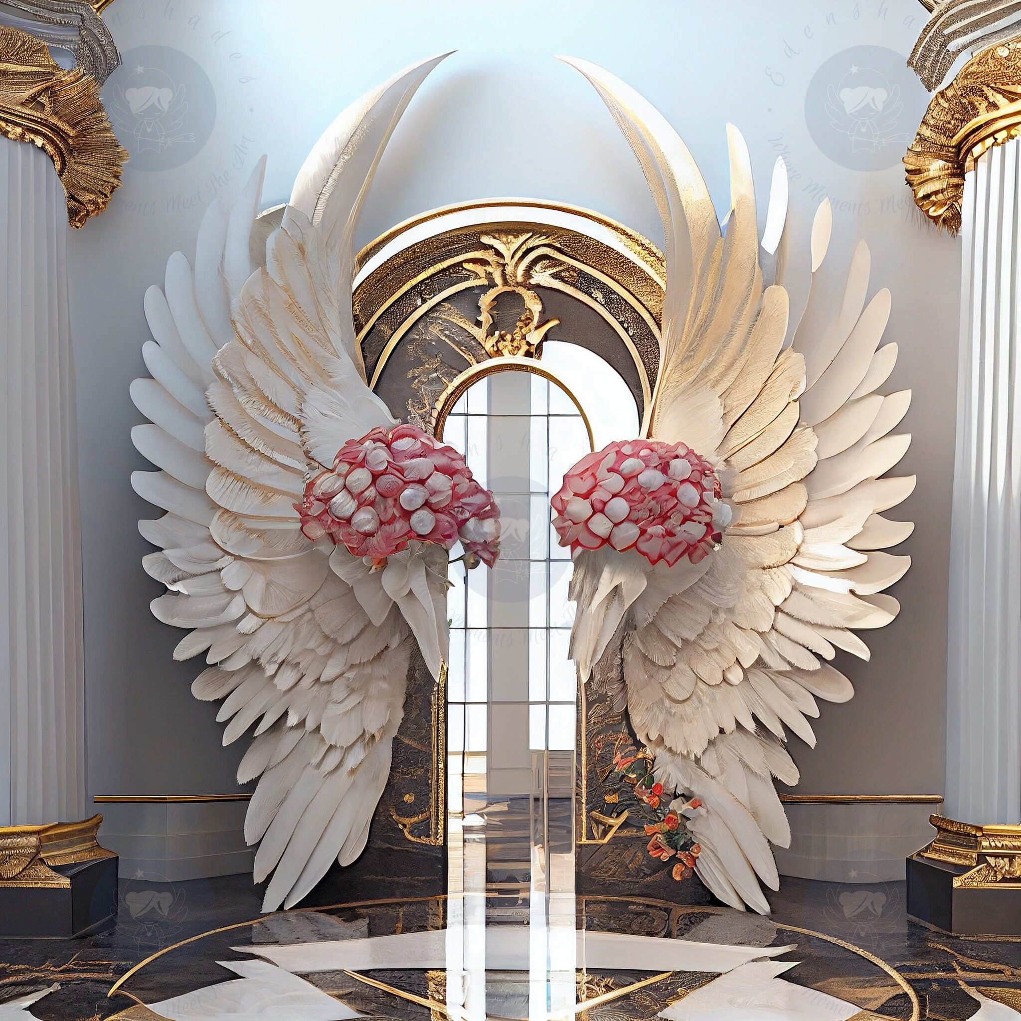 Pack of 14: White and Pink Angel Wings Digital Backdrops, Maternity ...