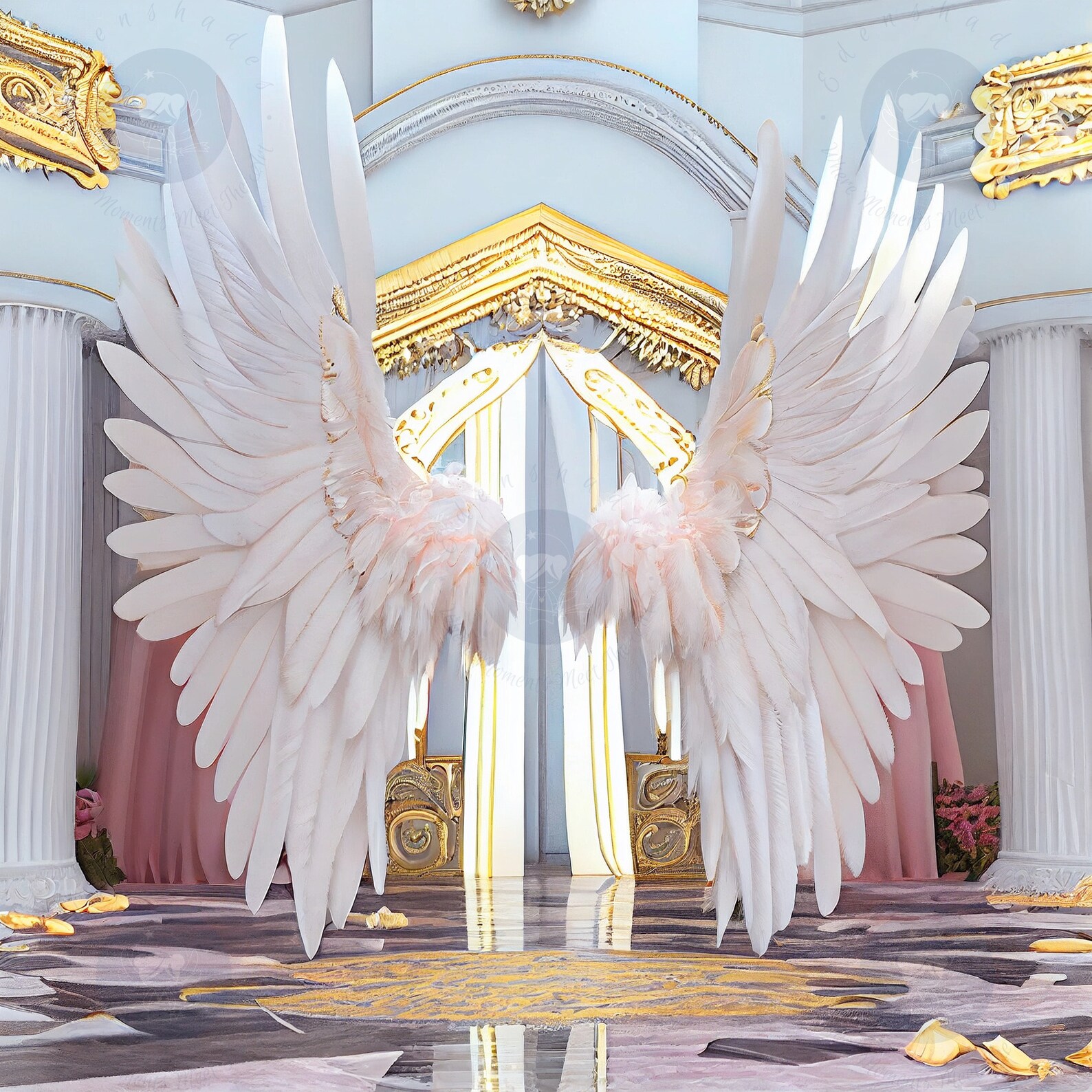 Pack of 14: White and Pink Angel Wings Digital Backdrops, Maternity ...