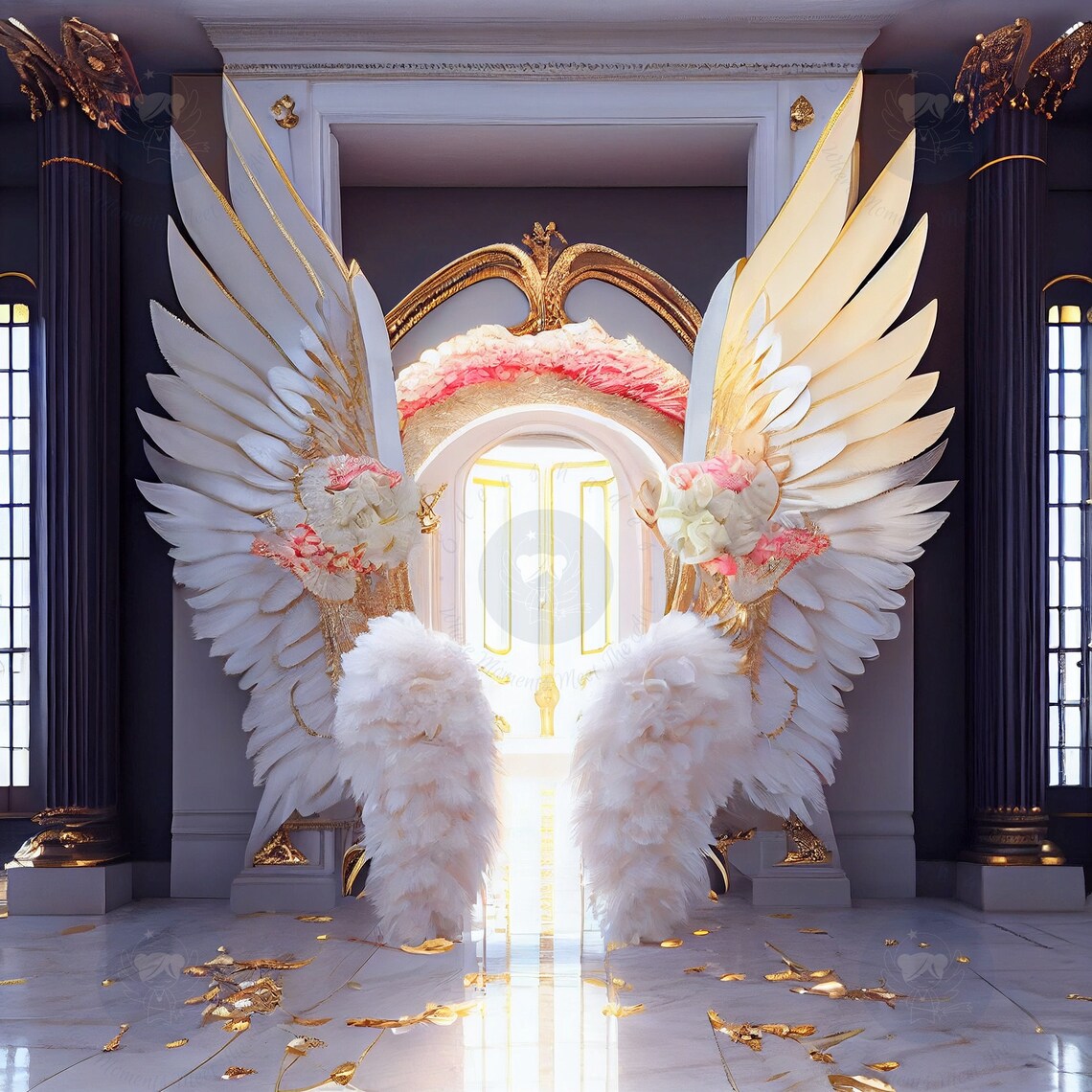 Pack of 14: White and Pink Angel Wings Digital Backdrops, Maternity ...