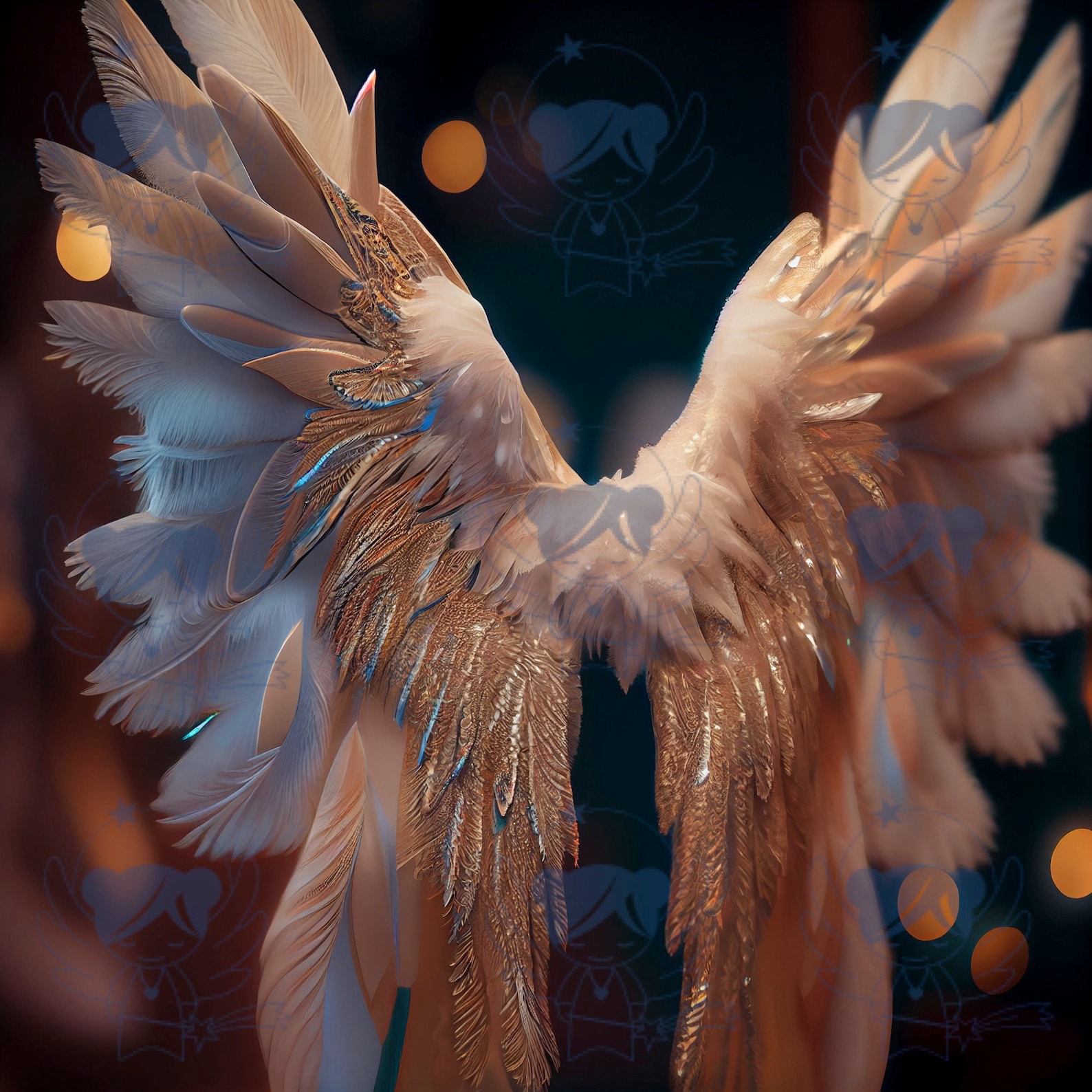 Pack of 15:glittering Colorful Angel Fairy Wings Digital Backdrops ...