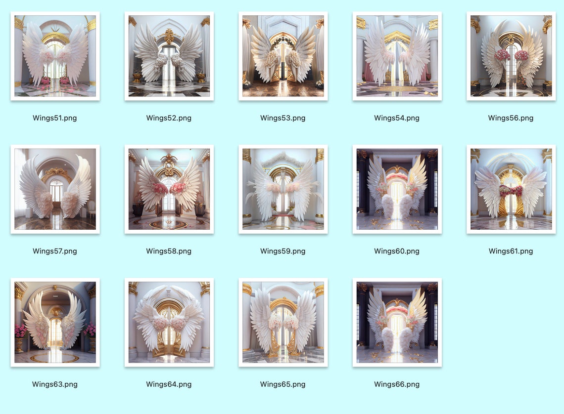 Pack of 14: White and Pink Angel Wings Digital Backdrops, Maternity ...