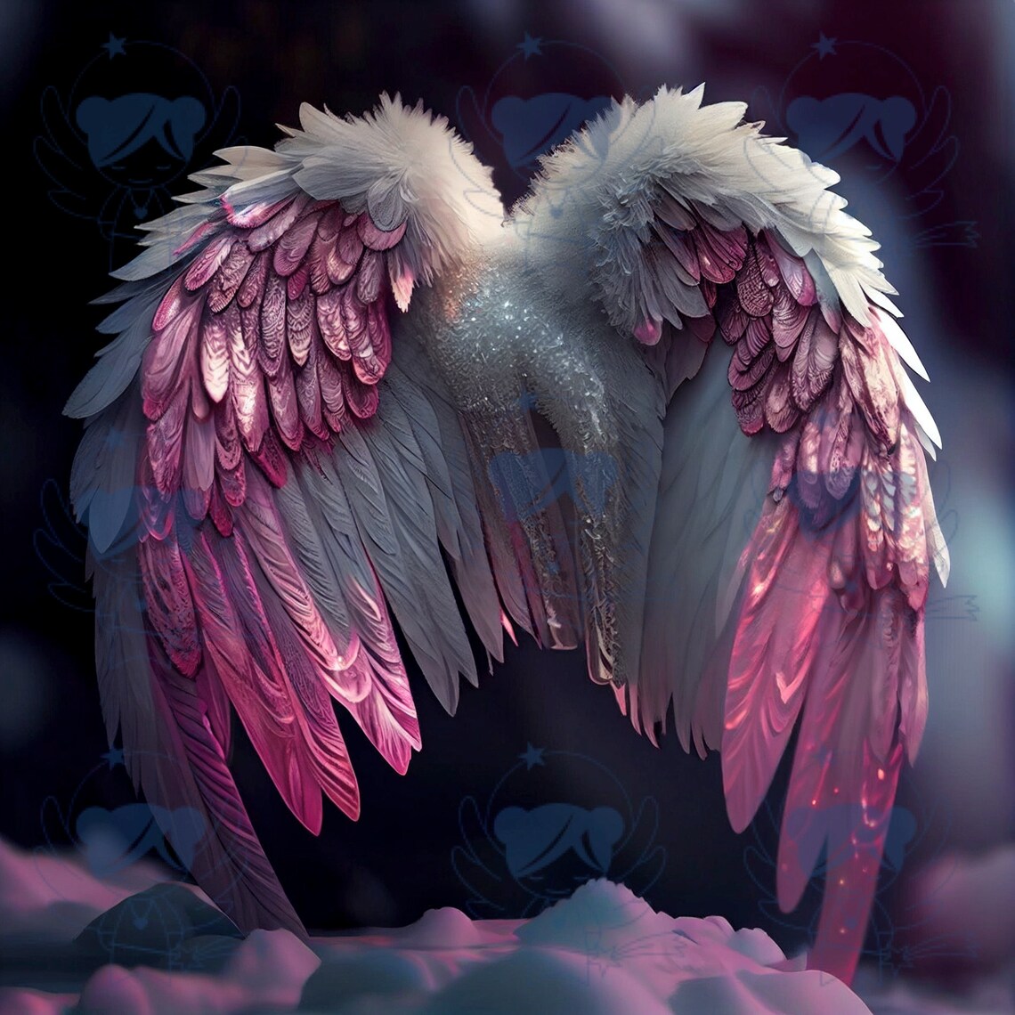 Pack of 15:glittering Colorful Angel Fairy Wings Digital Backdrops ...