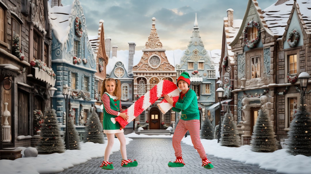 North Pole Christmas Digital Backdrop Christmas Gingerbread - Etsy